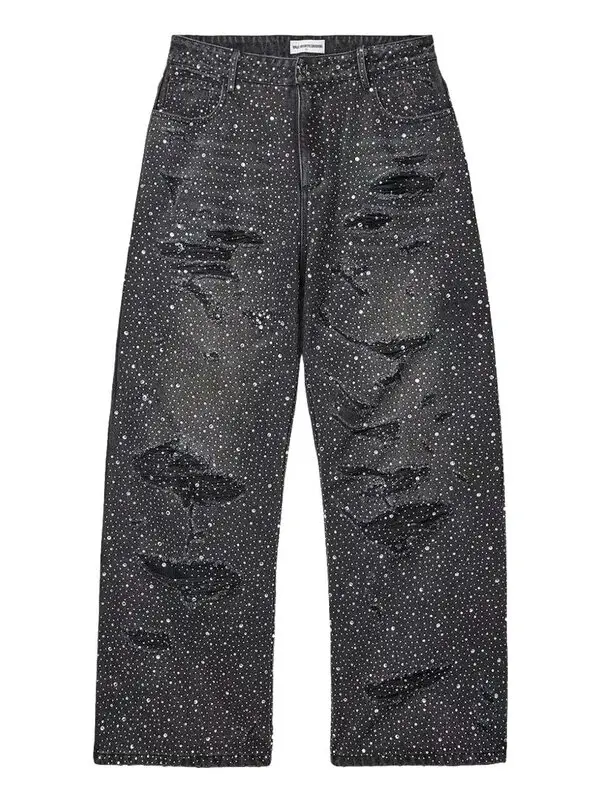 VALE FOREVER Crystal Rain Distressed Jeans - Black