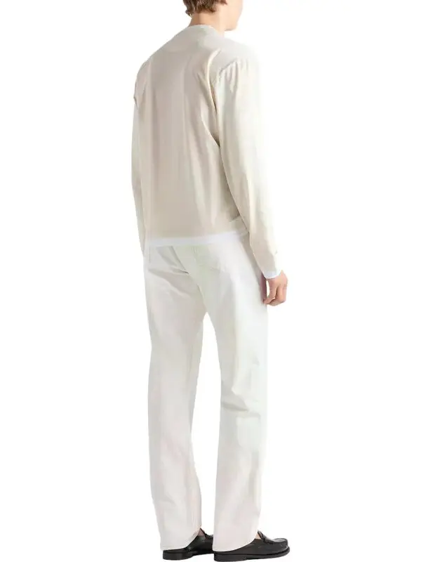 Prada Long-sleeved Cotton T-shirt - Neutrals