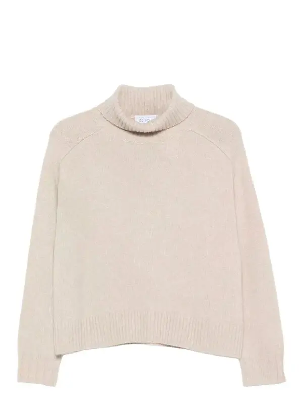 BEYOU Ribbed Knit Turtleneck Sweater - Neutrals