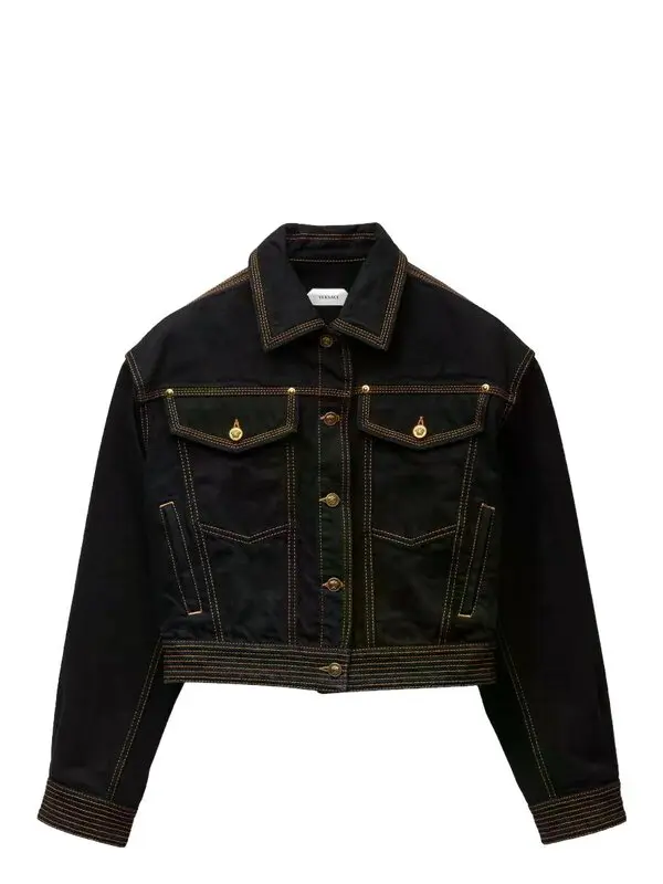 Versace Denim Blouson Jacket With Medusa Buttons - Black