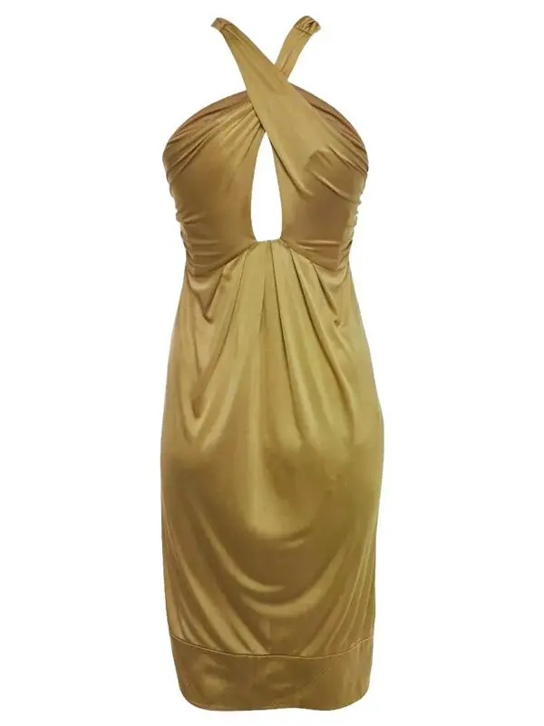 Diane Von Furstenberg Halterneck Draped Mini Dress - Brown
