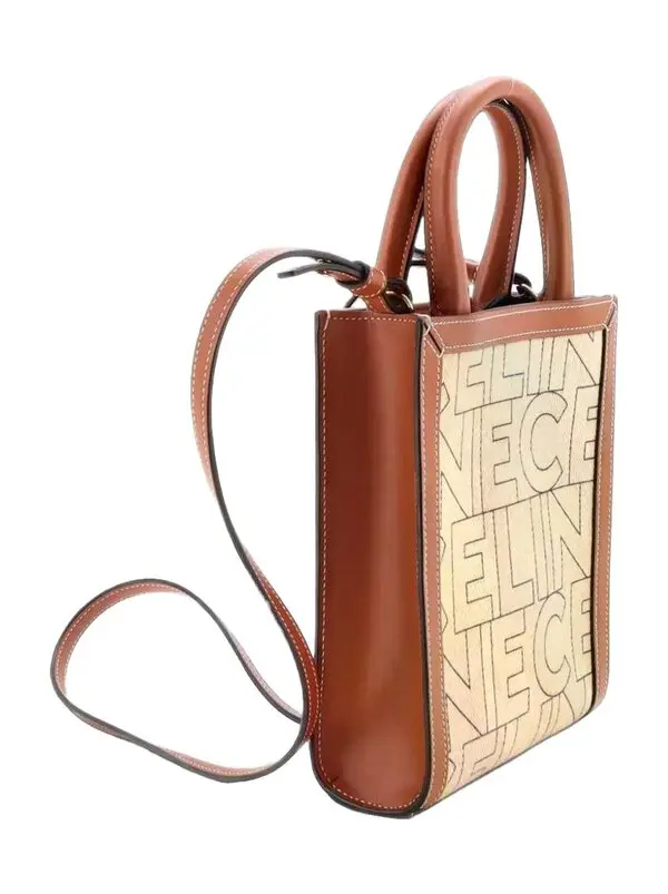 Celine Vertical Cabas Printed Canvas And Leather Mini Tote Bag - Brown