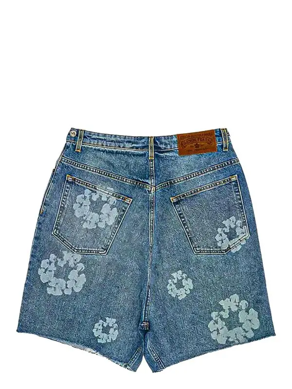 DENIM TEARS Wreath Detail Shorts - Blue