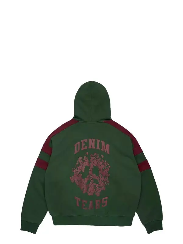 DENIM TEARS Denim U Paneled Zip-up Hoodie - Green