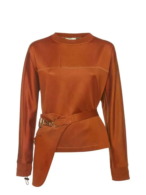 Fendi Fine Knit Belted Crewneck Sweatshirt - Orange
