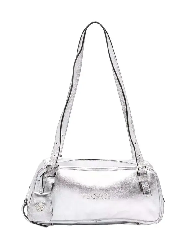 Versace Metallic Leather Shoulder Bag - Silver