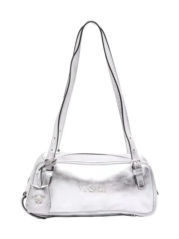 Versace Metallic Leather Shoulder Bag - Silver