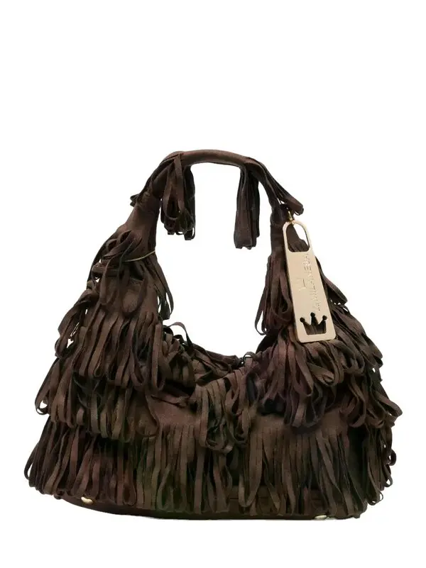 LA MILANESA Fringed Capucine Clutch Bag - Brown