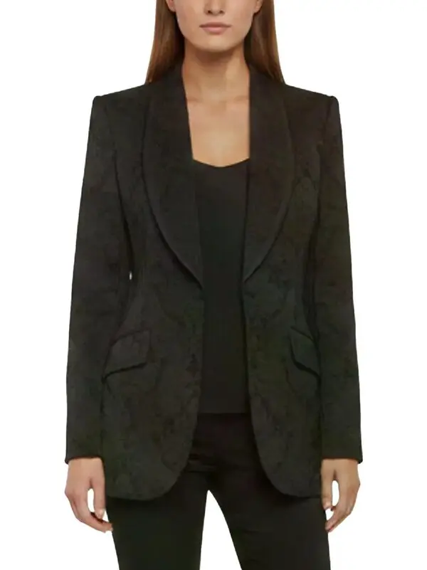 Dolce & Gabbana Floral Jacquard Shawl Lapel Blazer - Black