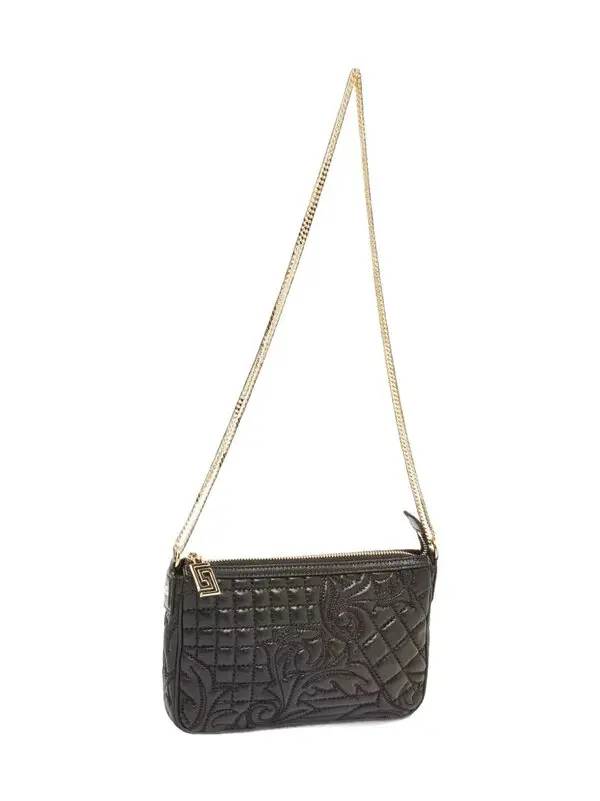 Versace Vanitas Baroque-embossed Quilted Shoulder Bag - Black