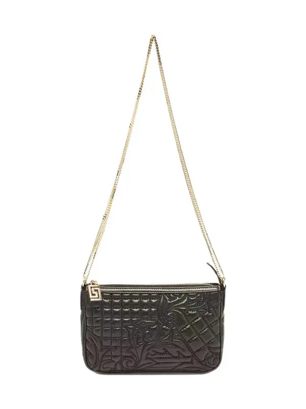 Versace Vanitas Baroque-embossed Shoulder Bag - Black