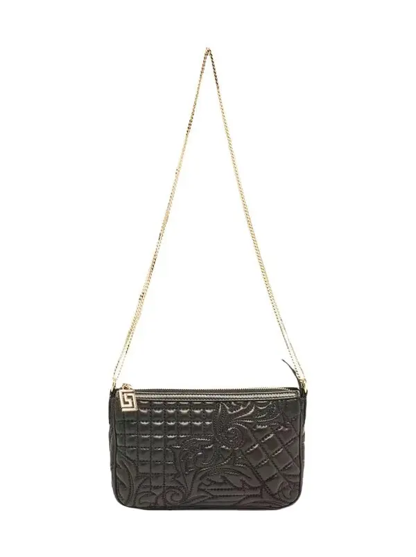 Versace Vanitas Baroque-embossed Quilted Shoulder Bag - Black