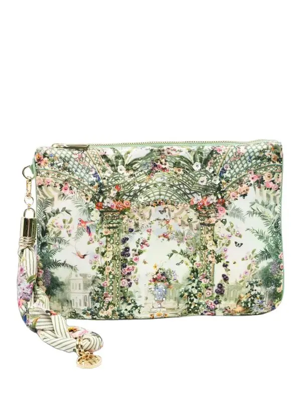 Camilla Floral-print Silk Scarf Clutch Bag - Green