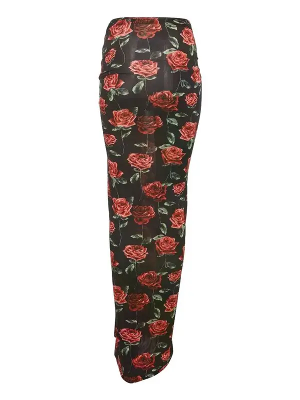 Magda Butrym Floral Print Draped Maxi Skirt - Black