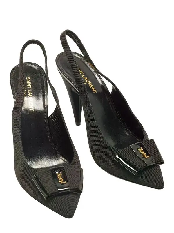 Saint Laurent Anaïs Bow Slingback Pumps - Black