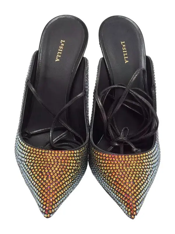 LE SILLA Crystal Embellished Stiletto Pumps - Black