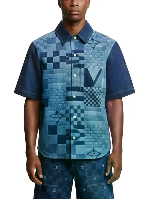 LOUIS VUITTON Monogram Print Shirt And Shorts Set - Blue