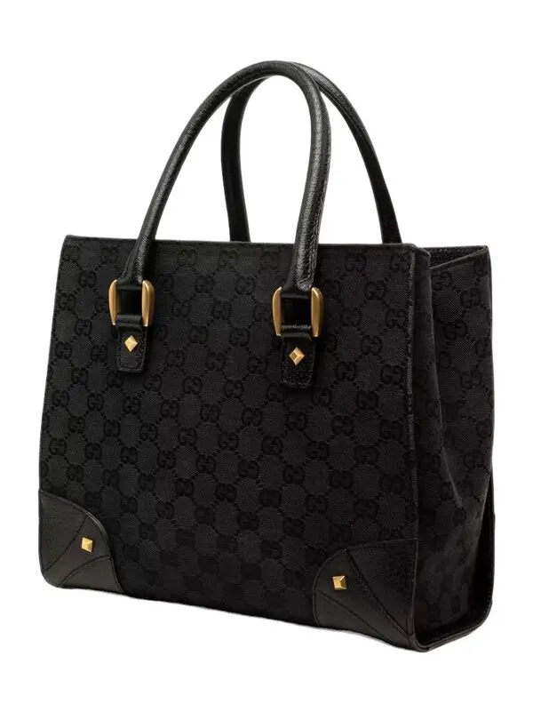 Gucci Gg Canvas Nailhead Handbag - Black