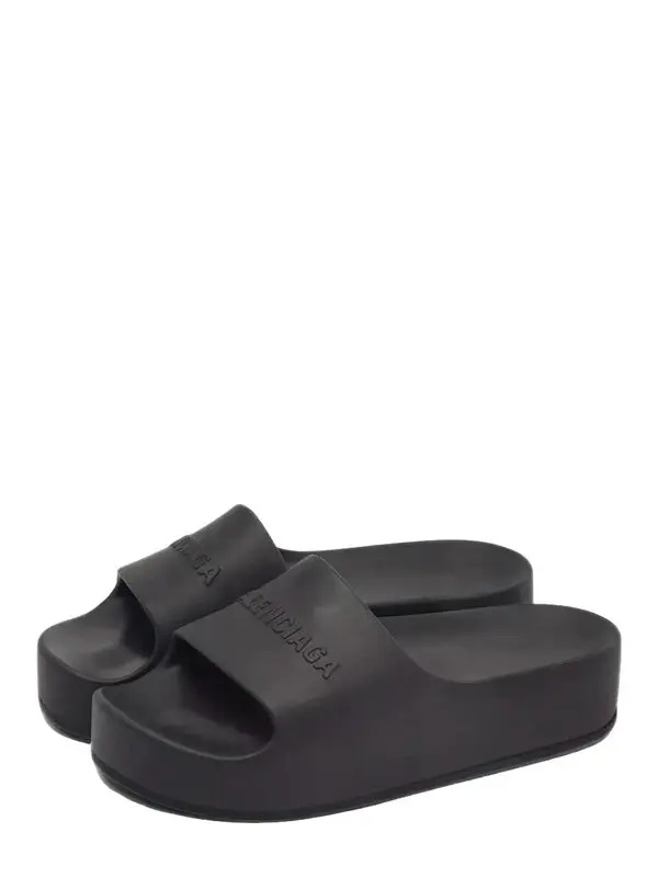 Balenciaga Logo Chunky Pool Slides - Black