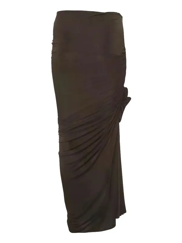 Magda Butrym Ruched Floral Appliqué Maxi Skirt - Black