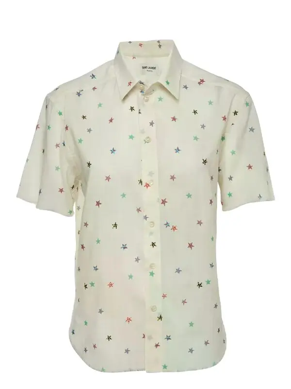 Saint Laurent Short Sleeve Printed Shirt - Neutrals