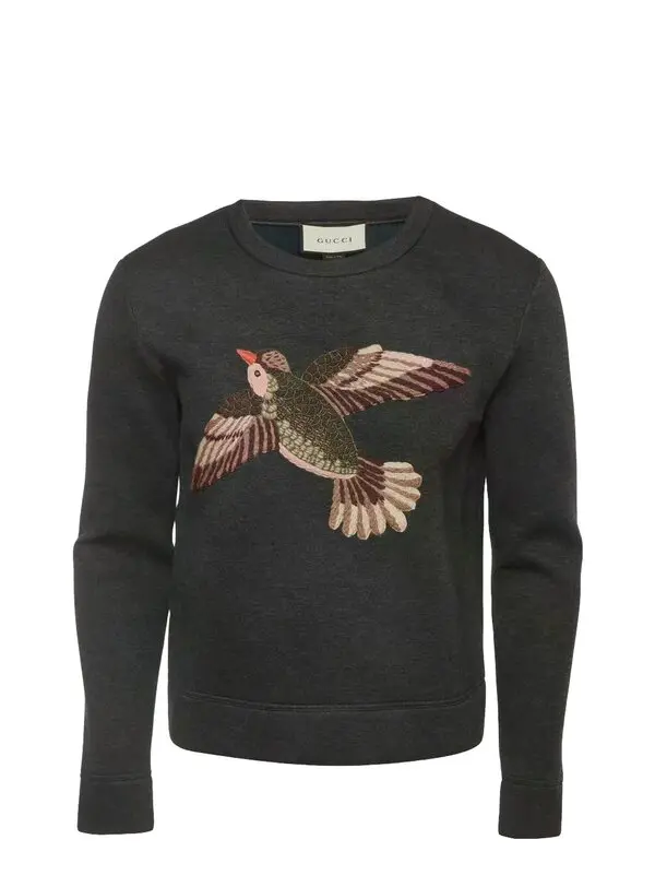 Gucci Embroidered-bird Sweatshirt - Grey
