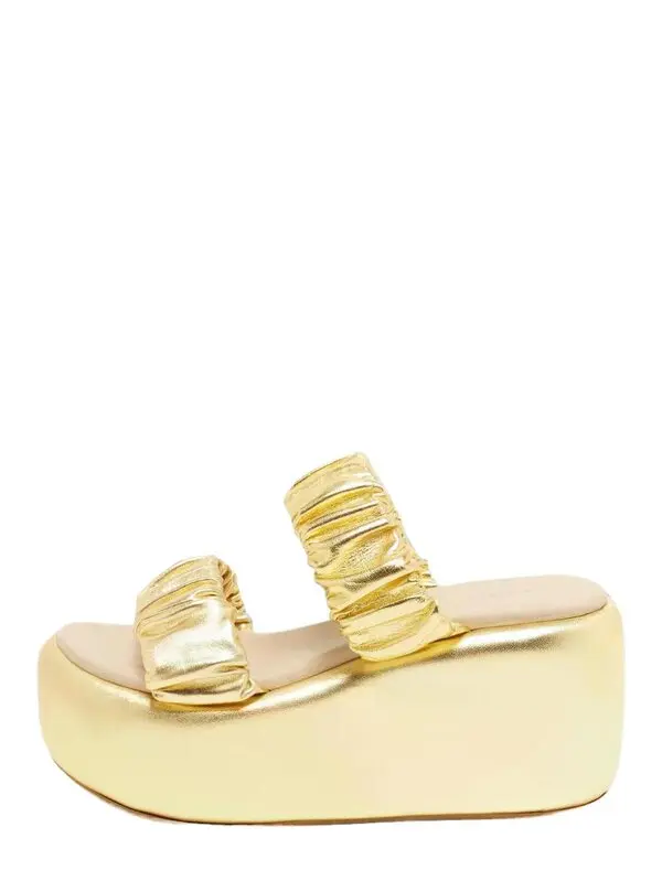 LE SILLA Ruched Platform Sandals In -tone Metallic Leather - Gold