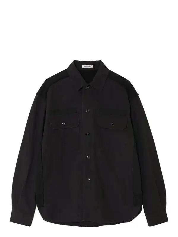 Undercover Ribbed-panel Chest-pocket Shirt - Black