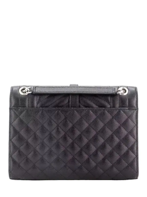 Saint Laurent Monogram Envelope Satchel Mixed Matelasse Leather Medium Shoulder Bag - Black