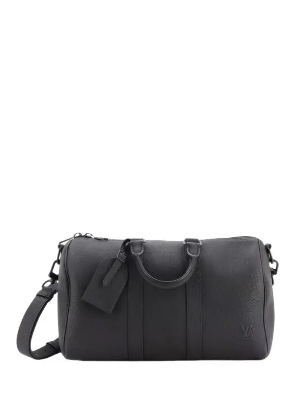 LOUIS VUITTON Aerogram Keepall Bandouliere Bag Leather 35 Travel Bag - Black