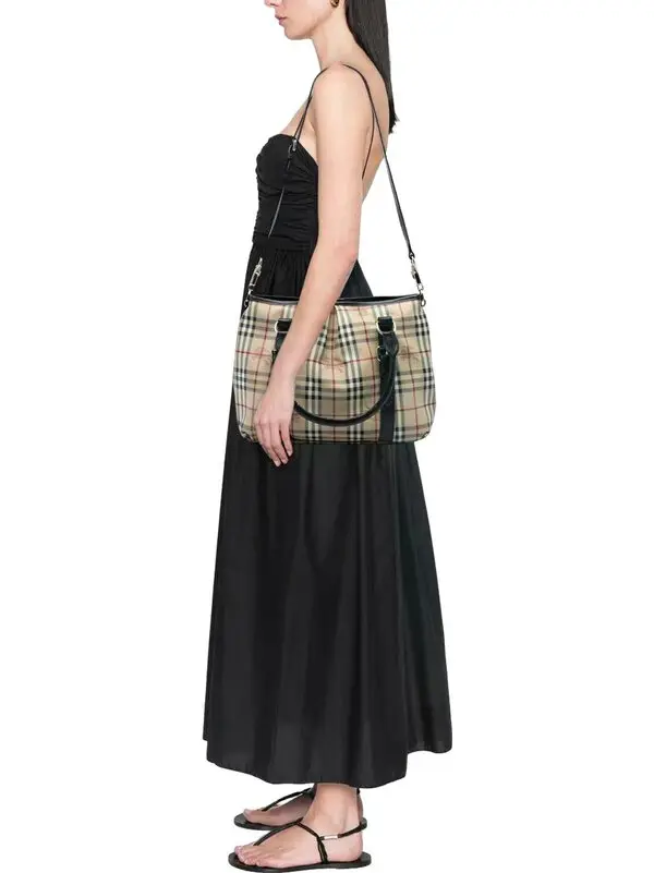 Burberry Haymarket Check Coated Canvas Northfield Satchel - Neutrals