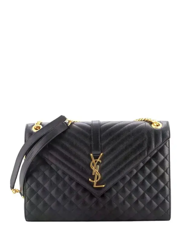 Saint Laurent Classic Monogram Envelope Satchel Shoulder Bag - Black