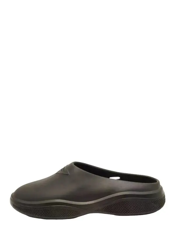 Prada Rubber Triangle Logo Slides - Black