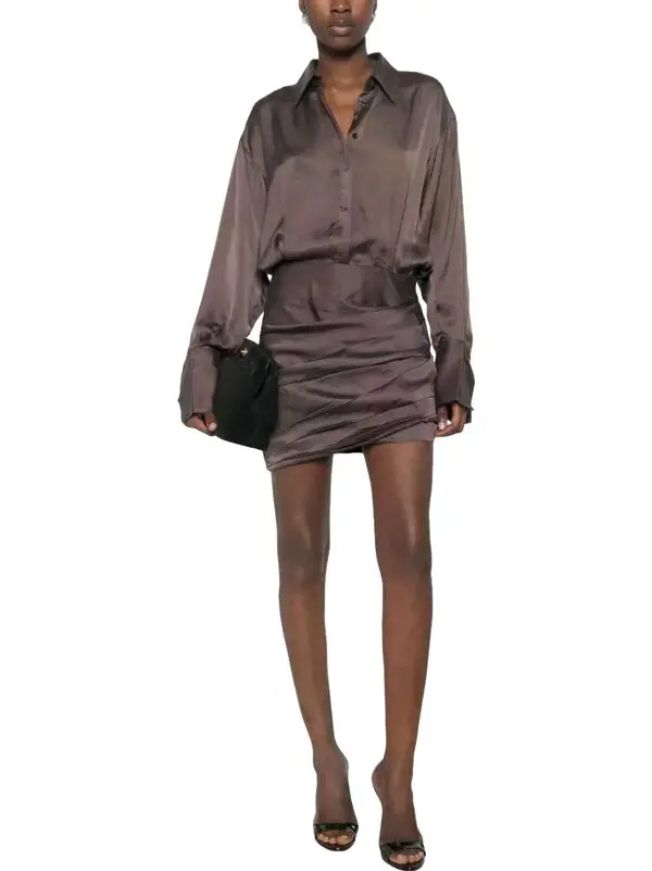 Andamane The Attico Andrea Ruched Mini Dress - Brown
