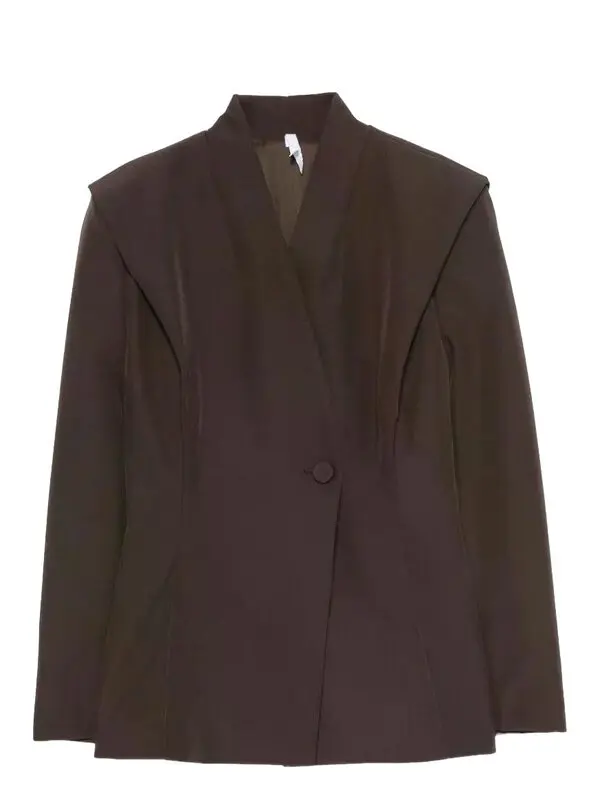 Imperial Padded Shoulder Single-breasted Jacket - Brown