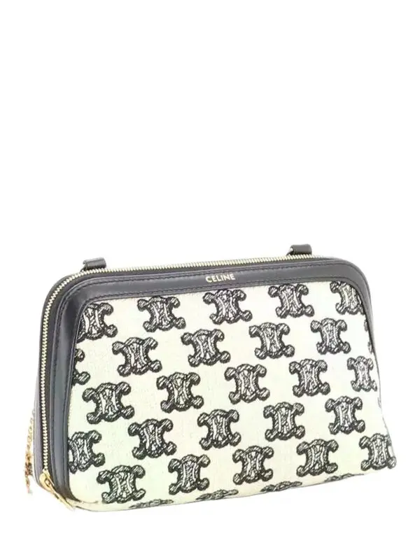 Celine Zip Around Chain Triomphe Canvas Clutch Bag - Blue