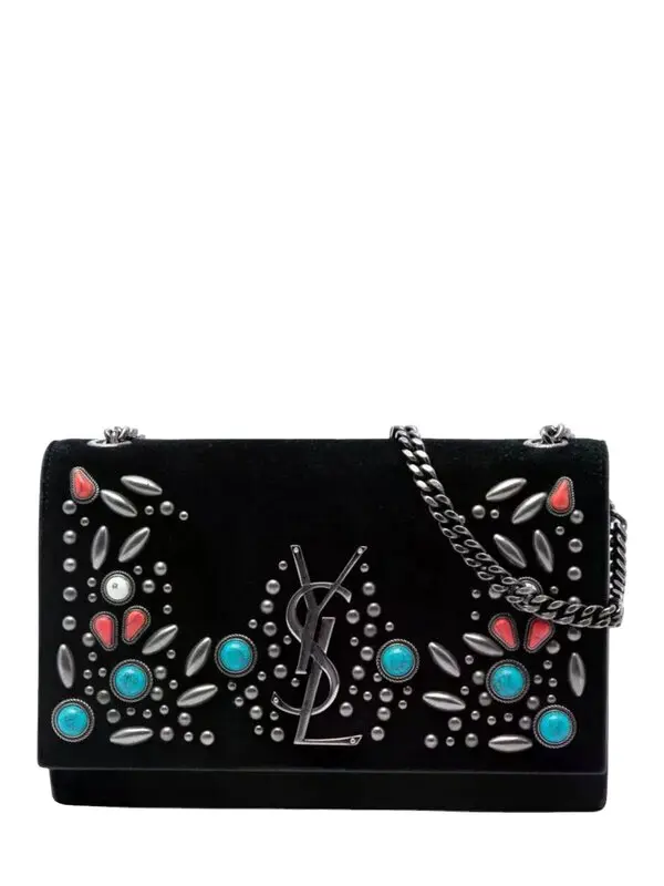 Saint Laurent Monogram Kate Suede Crossbody Bag - Black