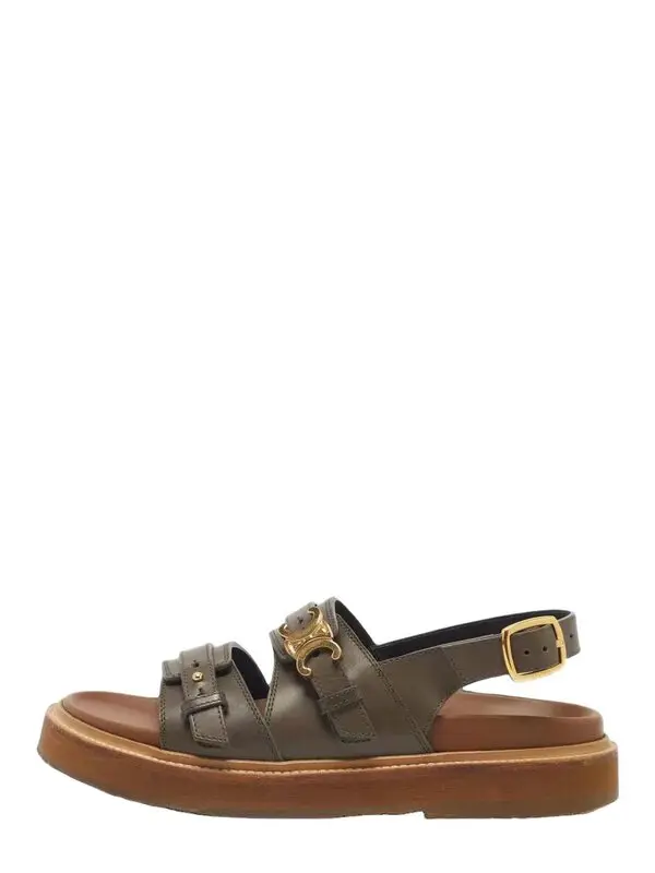Celine Clea Triomphe Slingback Sandals - Grey