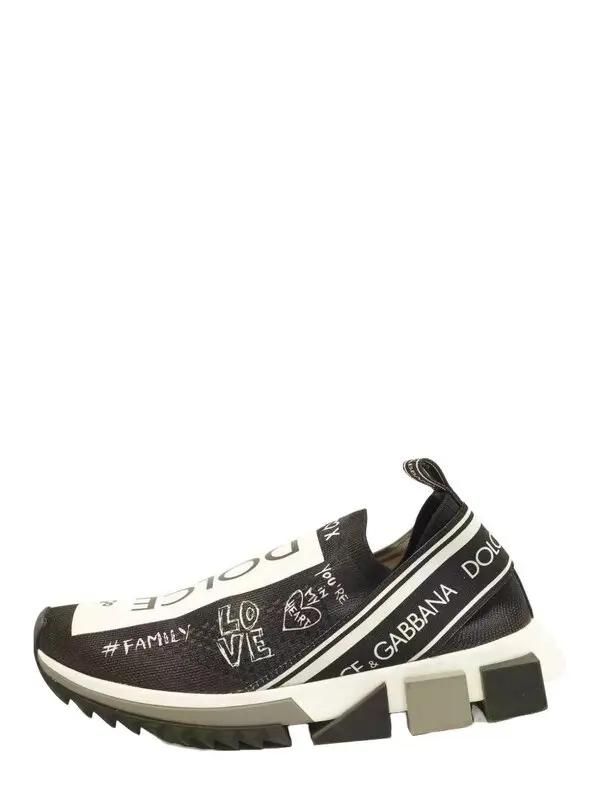 Dolce & Gabbana Sorrento Logo Print Slip-on Sneakers - Black