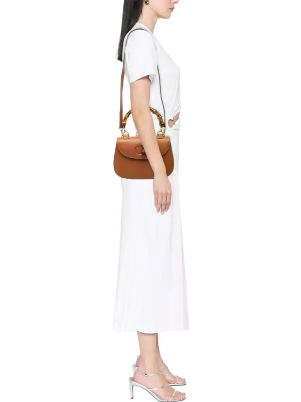 Gucci Grained Calfskin Bamboo Night Satchel - Brown