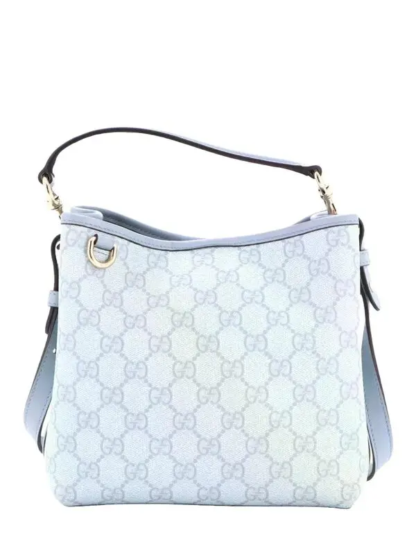Gucci Gg Emblem Coated Canvas Small Bucket Bag - Blue