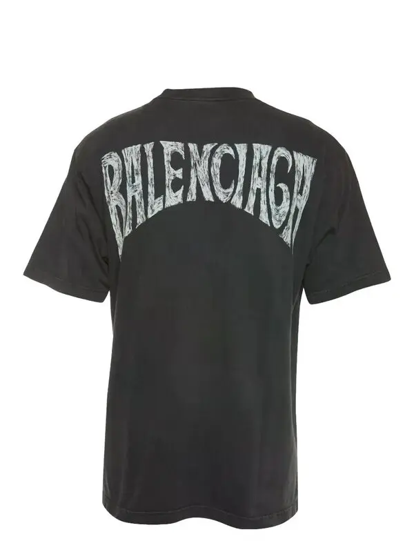 Balenciaga Faded-effect Logo-print T-shirt - Grey