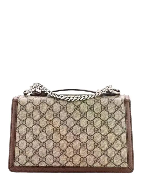Gucci Dionysus Top Handle Chain Bag Gg Coated Canvas Small Satchel - Brown
