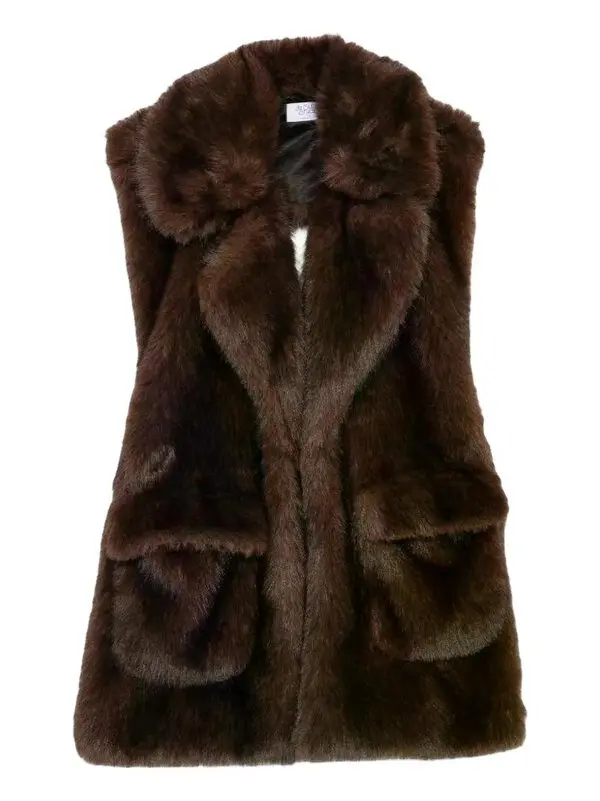LE SULLY STUDIO Faux-fur Panelled Longline Jacket - Brown