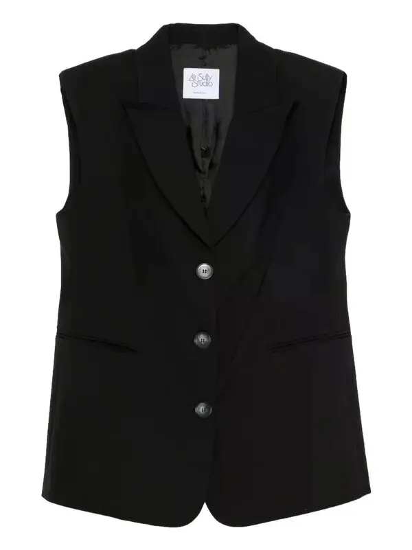 LE SULLY STUDIO Sleeveless Single-breasted Gilet - Black