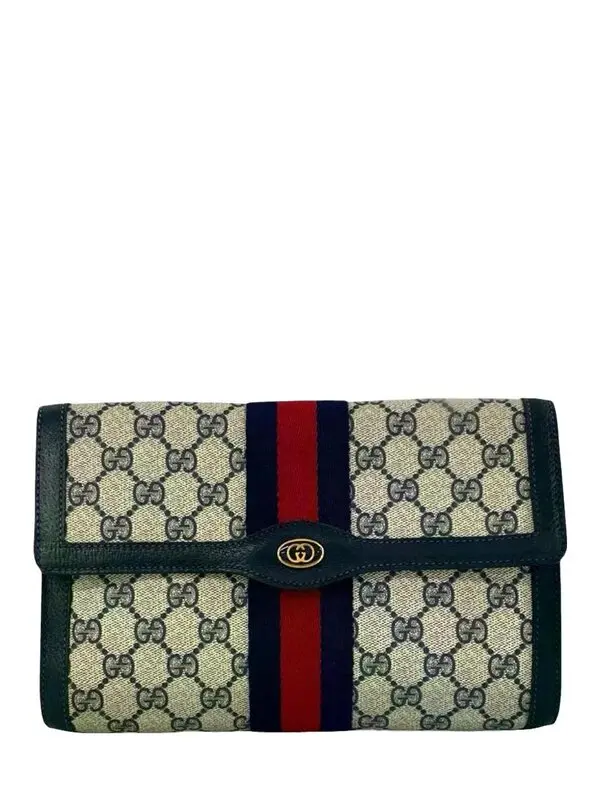 Gucci Gg Supreme Web Clutch Bag - Grey
