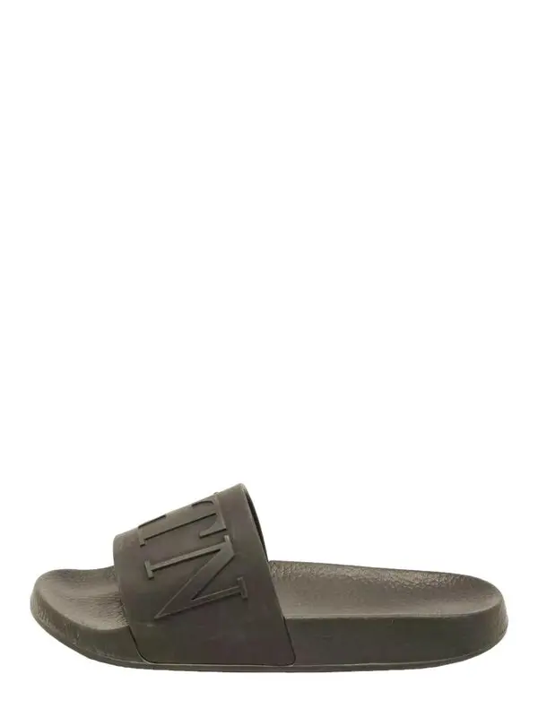 Valentino Garavani Open Toe Logo Detail Slides - Black