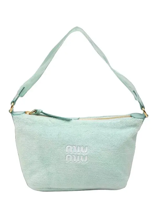 Miu Miu Terry Cloth Logo Handbag - Green