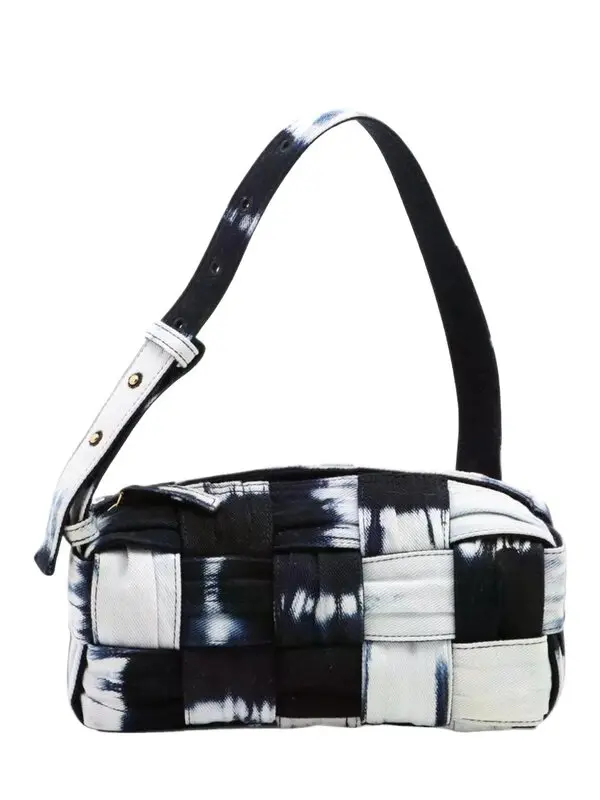 Bottega Veneta Denim Intrecciato Tie Dye Brick Cassette Shoulder Bag - White