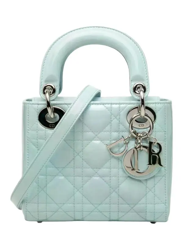 Dior 2014 Mini Patent Cannage Lady Satchel - Blue